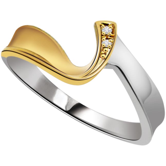 White Yellow Gold Rings, Two Toned Diamond Ring, Wedding and Engagement ...