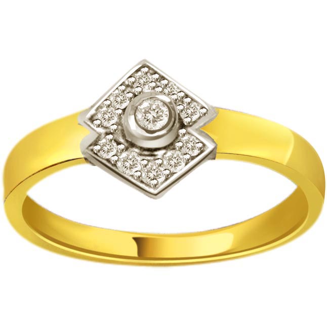 White Yellow Gold Rings, Two Toned Diamond Ring, Wedding and Engagement ...