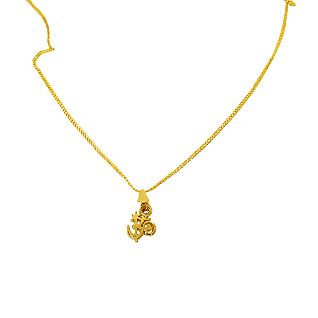 Mini OM Gold Plated Religious Pendant with Chain