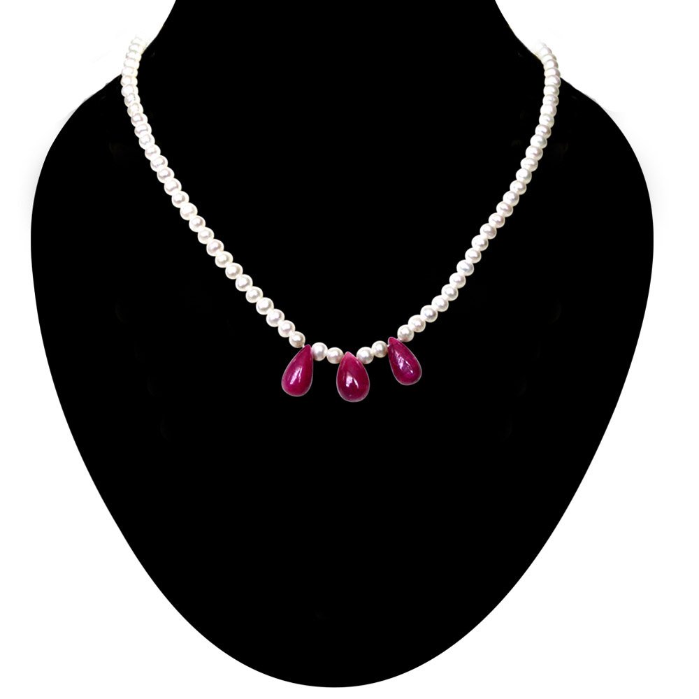 Mesmerizing Ruby -Pearl Necklaces| Surat Diamond Jewelry