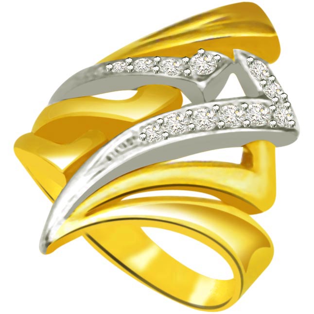 White Yellow Gold Rings, Two Toned Diamond Ring, Wedding and Engagement ...