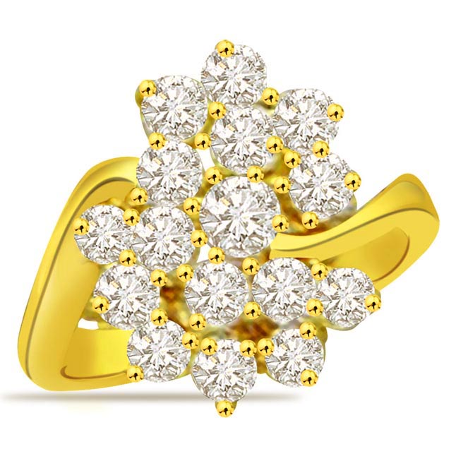 Floral Ring - Flower Shape Diamond Rings - Diamond Rings Online - Surat ...