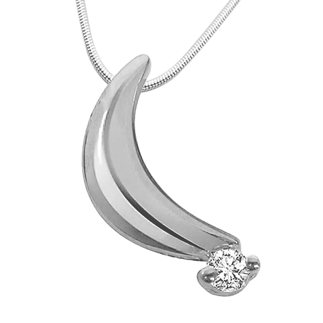 Silver Diamond Pendants, Heart Shaped Diamond Pendants with Chain ...