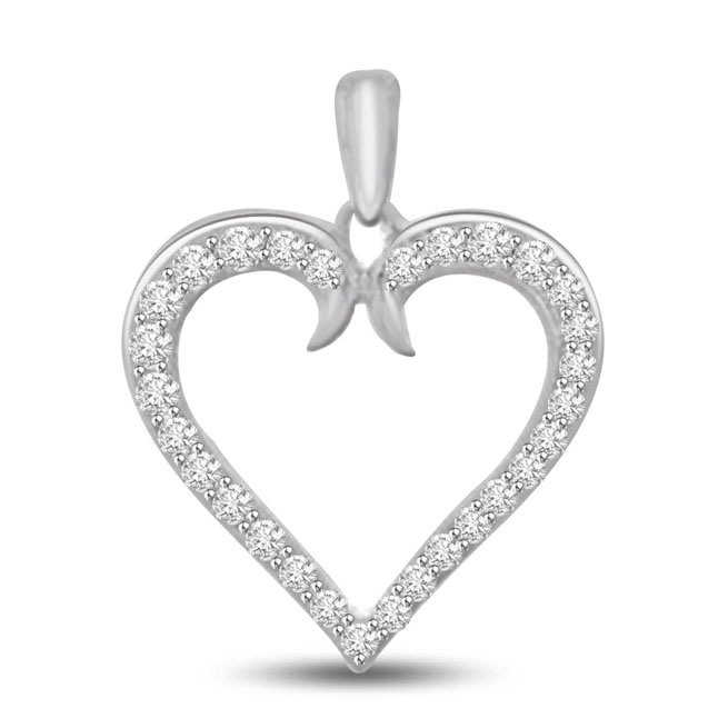 My Heart Is Beating White Gold Diamond Heart Pendants| Surat Diamond ...
