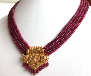 Red Ruby Necklaces -Gold Plated Necklaces| Surat Diamond Jewelry