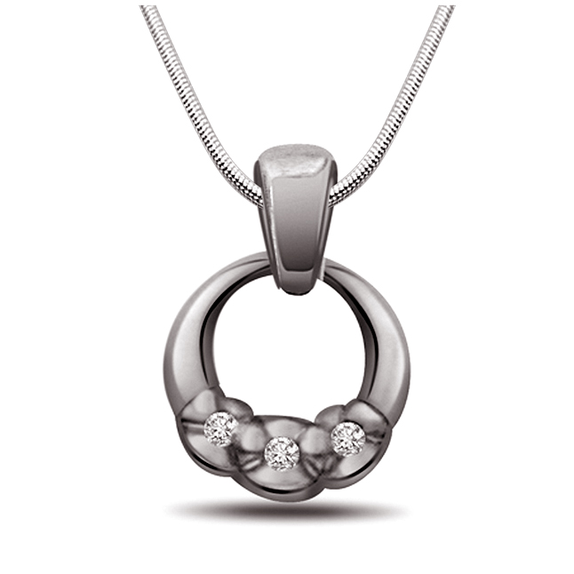 Ocean Of Love -Real Diamond & Sterling Silver Pendants With 18" Chain