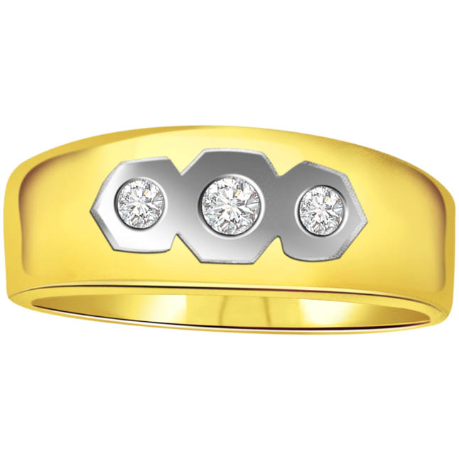 0.10 Cts 3 Diamond 18K Mens Rings| Surat Diamond Jewelry