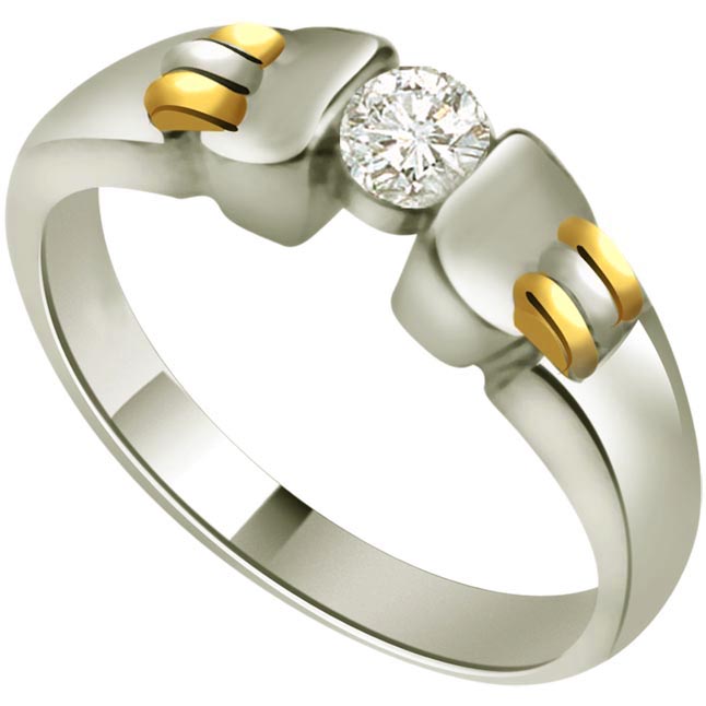 0.10ct Diamond Two -Tone Solitaire Rings| Surat Diamond Jewelry