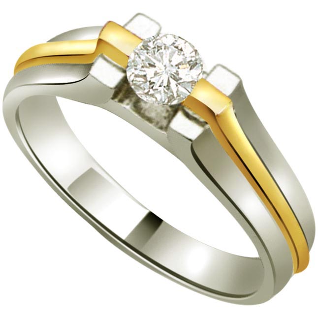 0.10ct Diamond Solitaire Two Tone 18kt Gold Rings| Surat Diamond Jewelry