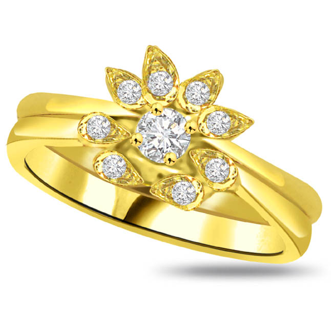 Flower Shape Diamond Gold Rings SDR773 -Best Prices N Designs| Surat ...
